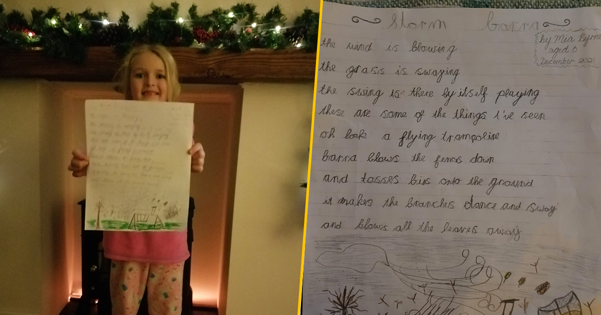 6-Year-Old Mia Byrne Recites Her Amazing Poem About Storm Barra