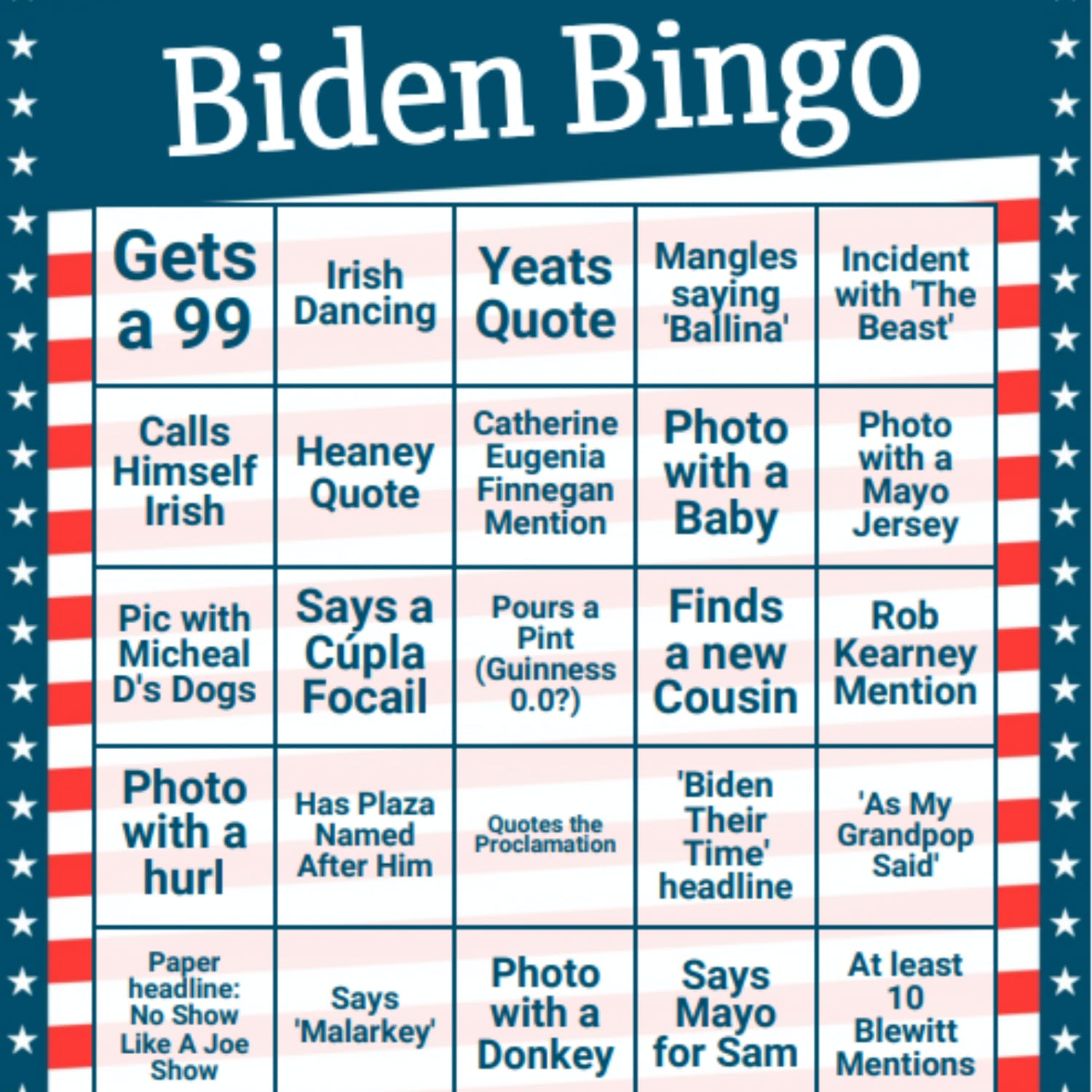 Biden Bingo: How You Can Play Along With The US President's Visit