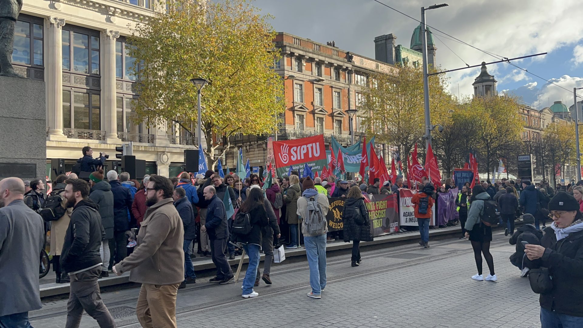 Solidarity Vigil Underway In Dublin City Centre Following Last Week's Riots